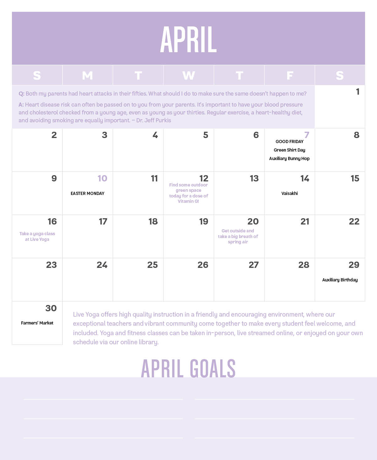 2023 Health & Wellness Calendar